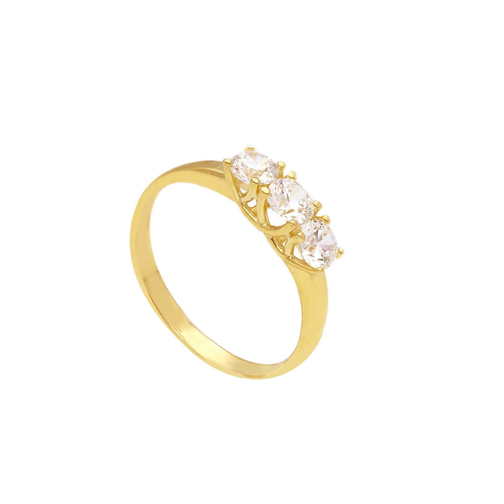 9ct Gold Three Stones Cubic Zirconia Ring – Bannon Jewellers