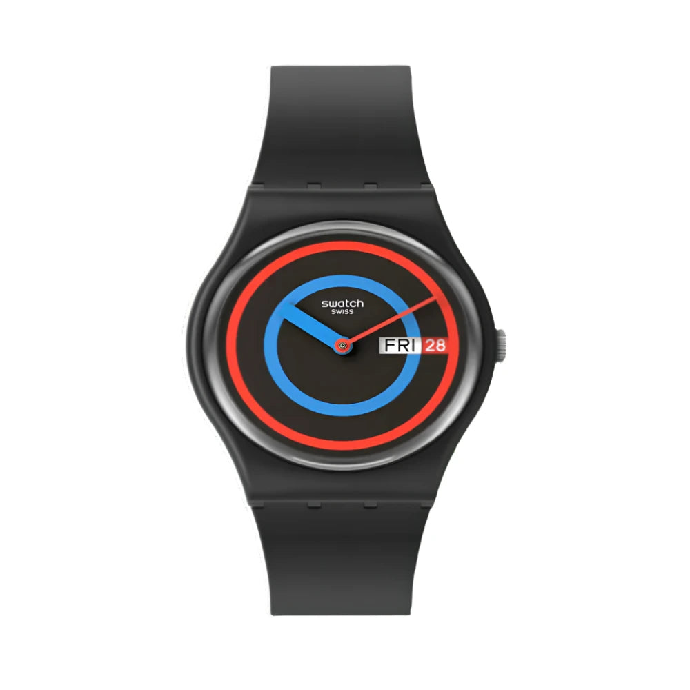 Swatch Circling Black Quartz 34mm Watch SO28B706 – Bannon Jewellers